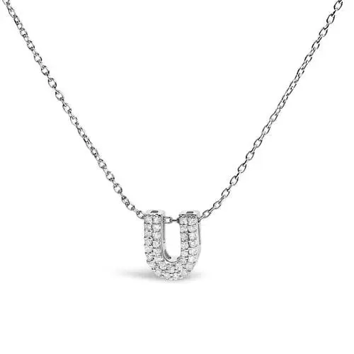 HAUS OF BRILLIANCE 10k Gold Diamond Accent Initial Pendant Necklace - White | U